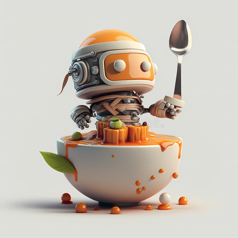 Tiny Chef Robot. Generative AI Stock Illustration - Illustration of ...