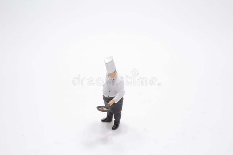 The Tiny of Chef Stand on the White Stock Photo - Image of cook ...
