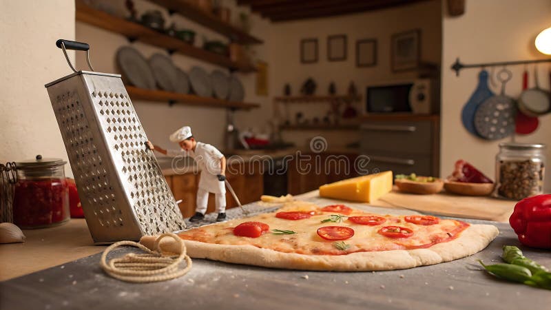A Tiny Chef Working on a Giant Slice of Pizza As If it S a Full Kitchen ...