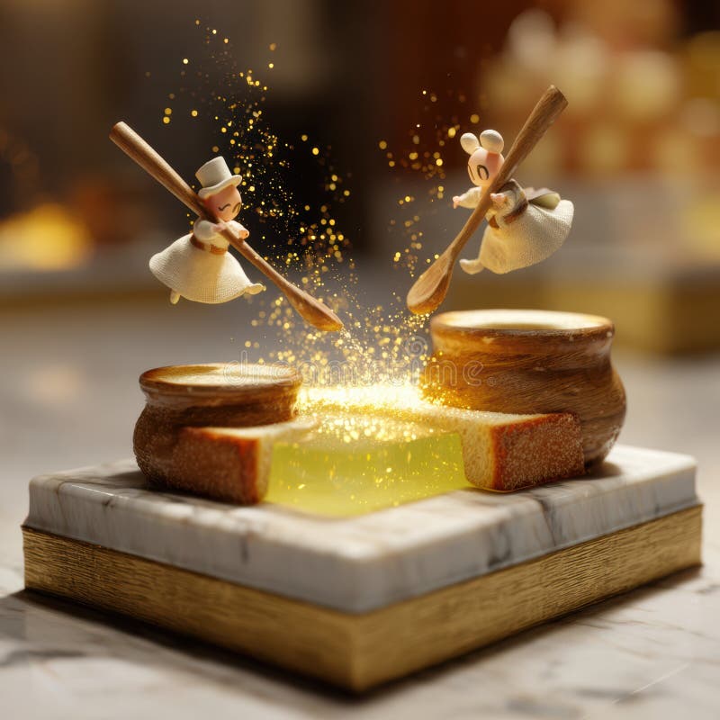 Tiny Chefs Perform Magical Spells Over a Bubbling Pot of Jelly on a ...