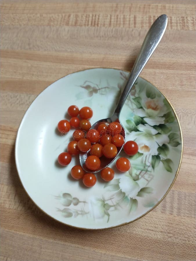 Tiny Cherry Tomatoes in Heirloom Plate Stock Image - Image of cooking ...