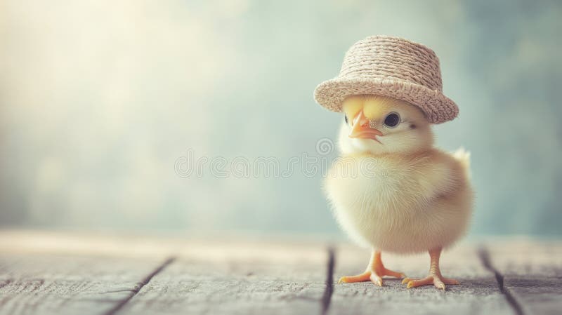 Tiny Chick in Miniature Hat, Whimsical and Playful Easter Moment ...