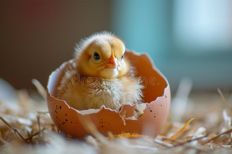 Newborn Chick in Eggshell stock photo. Image of wildlife - 307478998