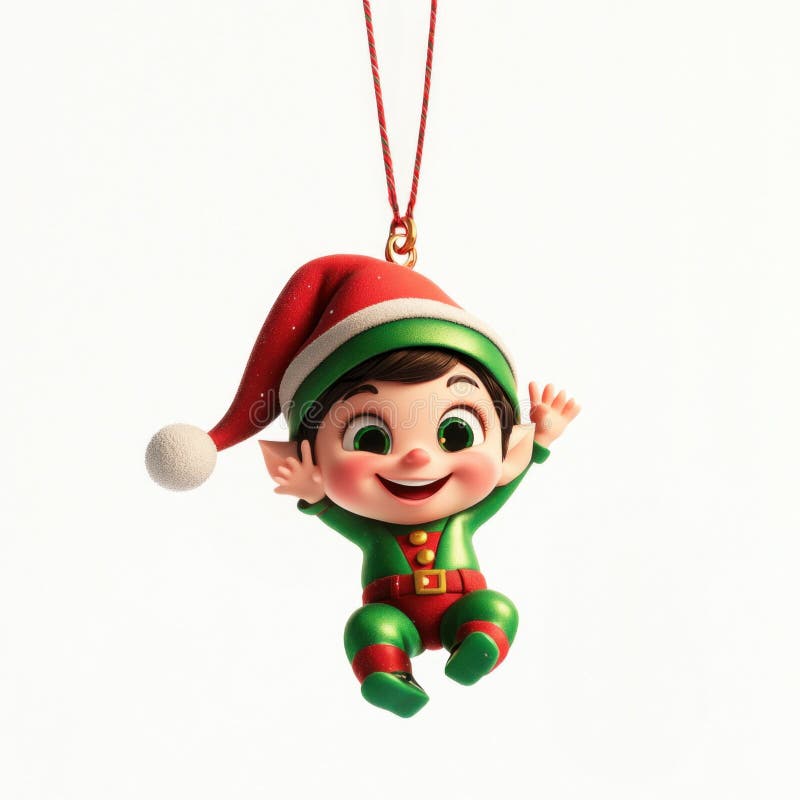 Tiny Christmas Elf Hanging Joyfully with a Festive Smile. Generative Ai ...