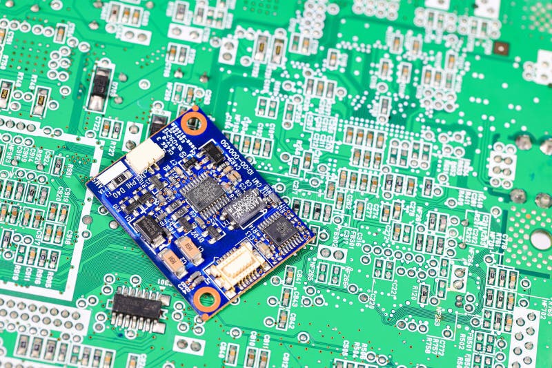Tiny Circuit Board Iot Device Nano Computer Circuit Board Isolate On Green Computer Circuit