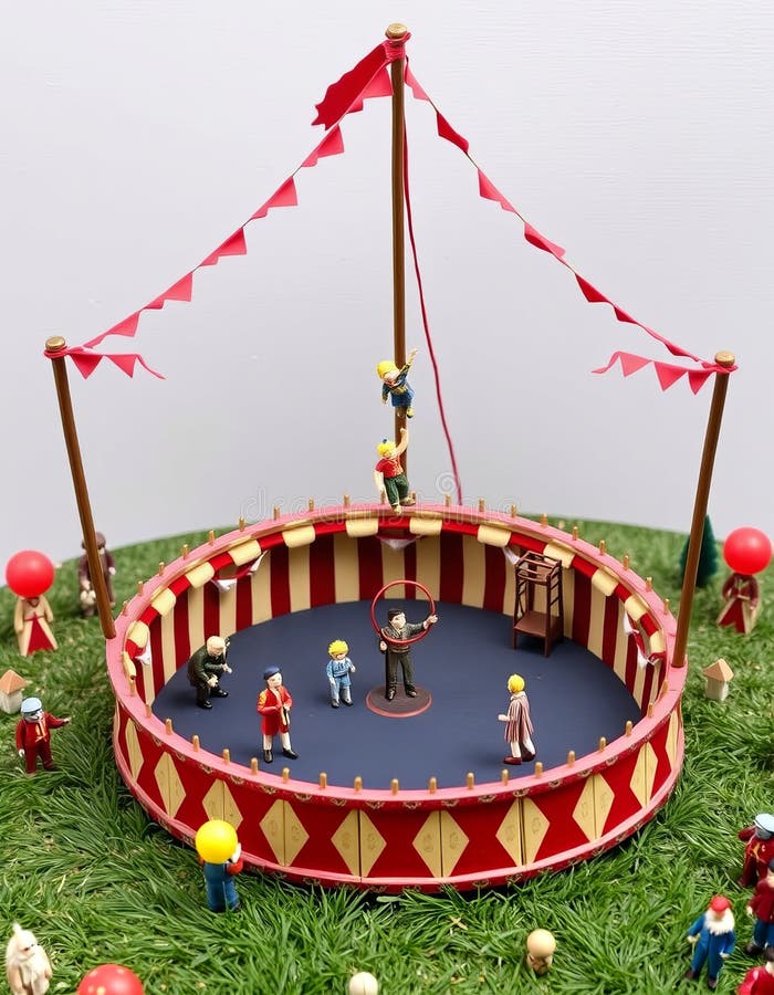 A Tiny Circus Ring with Acrobats and Clowns Stock Illustration - Illustration of clowns, premium ...