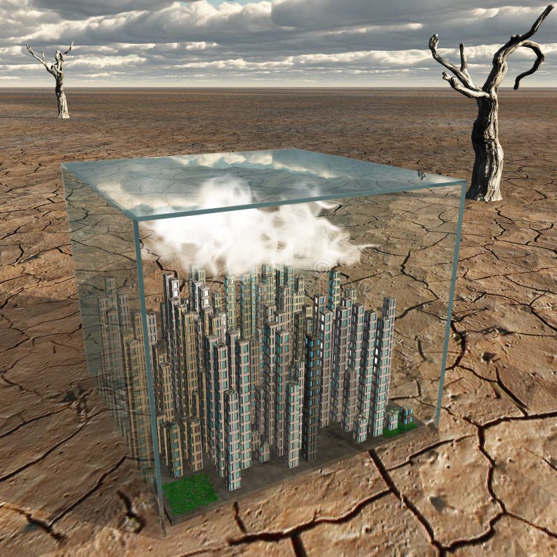 Tiny City in Plastic Box in Desert Stock Illustration - Illustration of ...
