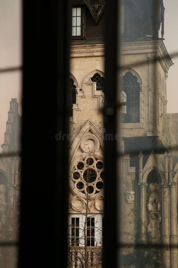 Tiny-clear Window View of the Huge Baroque Castle Architecture Stock ...
