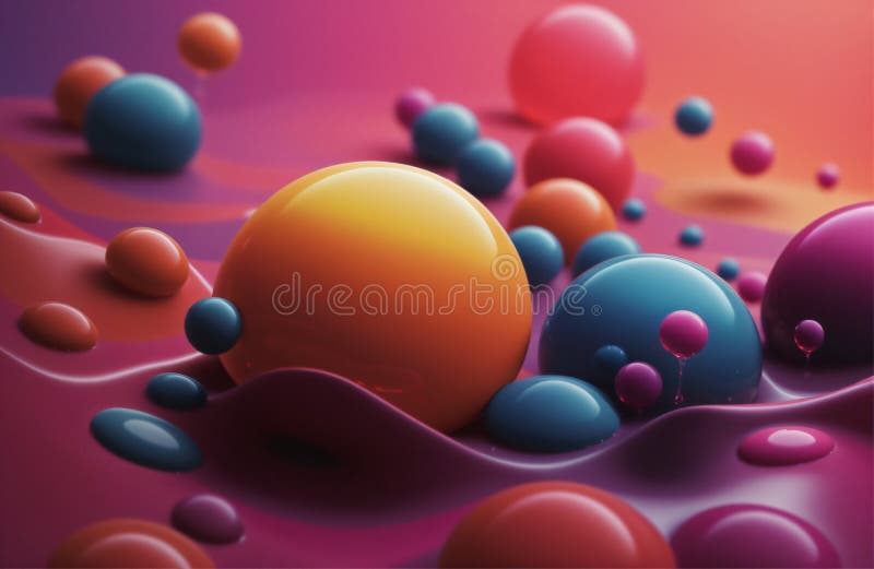 Tiny Colored Balls are Falling on the Liquid Stock Illustration ...