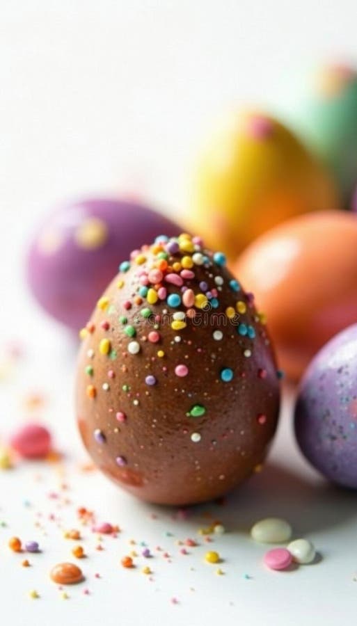 Tiny Colorful Chocolate Eggs, Candy Coating, White Background, Chocolate, Delicious, Easter Eggs ...