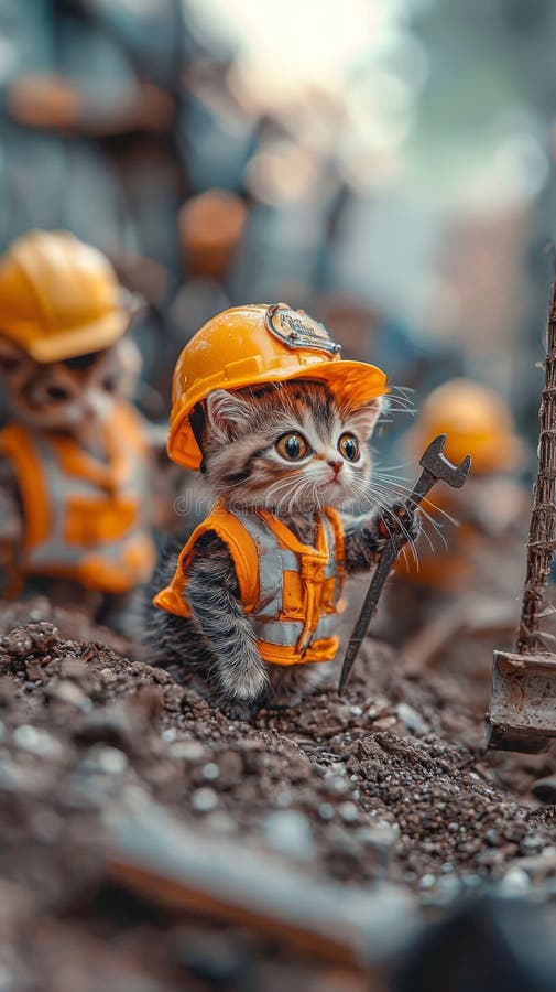 A Tiny Construction Crew of Kittens Works Hard at a Busy Construction ...