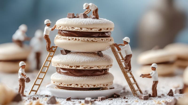 Tiny Construction Workers in a Whimsical Miniature World Assemble Giant Chocolate-filled ...