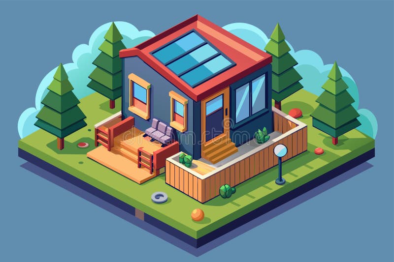 A Tiny Customizable Isometric Illustration Featuring a Small Blue House ...