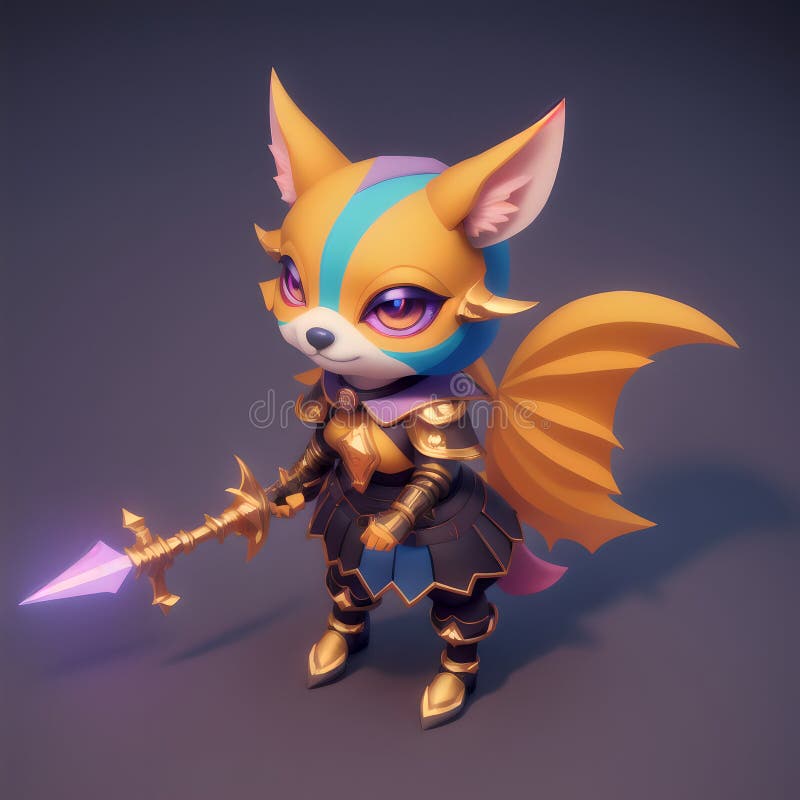 Tiny Cute Figure of Scandinavian Godess Freyja As a Fox, 3D Concept ...