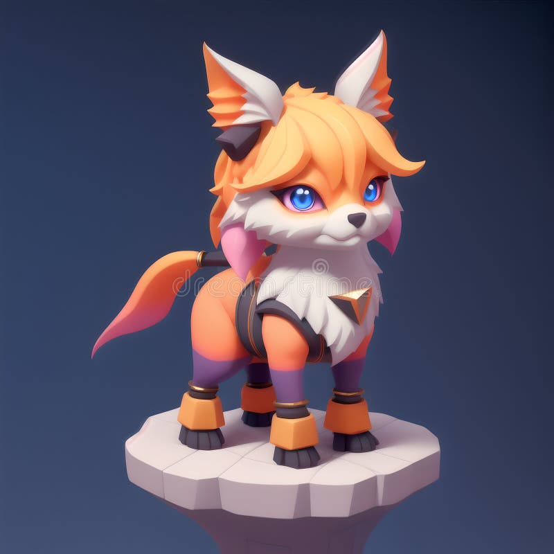 Tiny Cute Figure of Scandinavian Godess Freyja As a Fox, 3D Concept ...