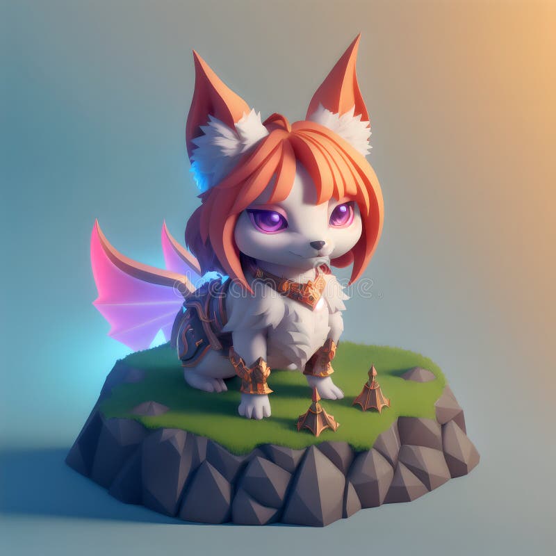 Tiny Cute Figure of Scandinavian Godess Freyja As a Fox, 3D Concept ...