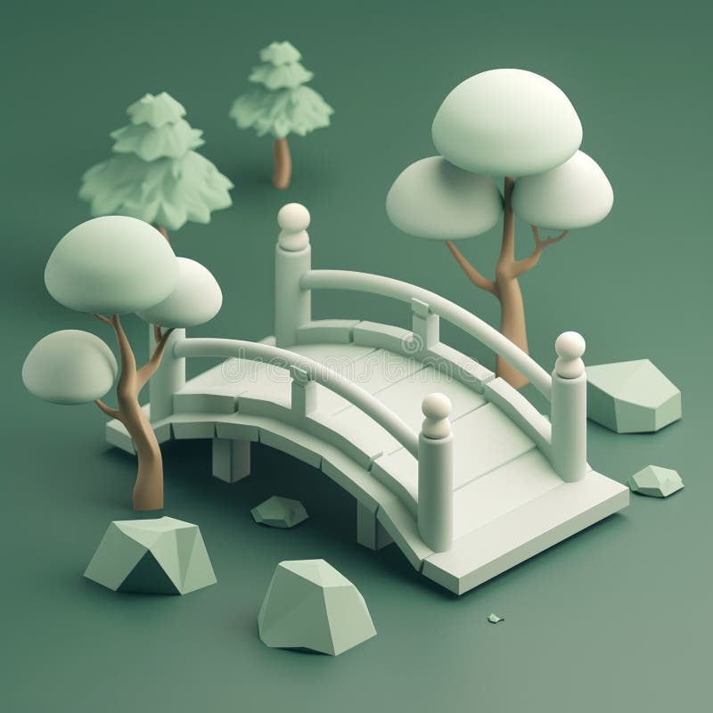 Tiny Cute Isometric Bridge Soft Smooth Lighting Stock Illustration ...