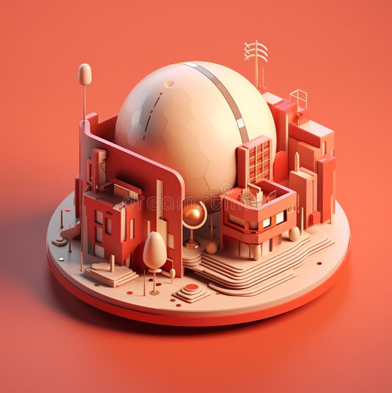 Tiny Cute Isometric Futuristic Museum Stock Illustration - Illustration ...