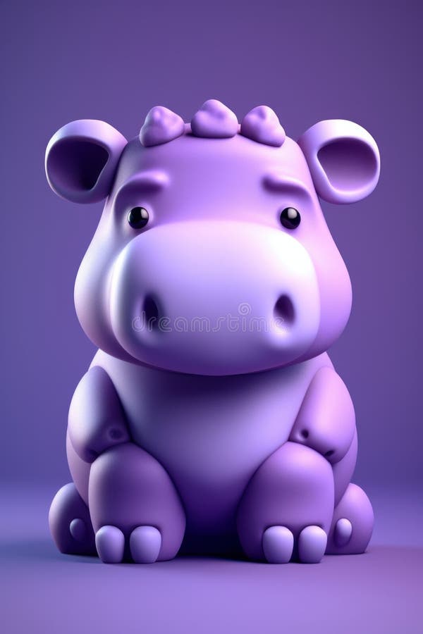 Tiny Cute Isometric Hippopotamus Generative AI Stock Illustration ...