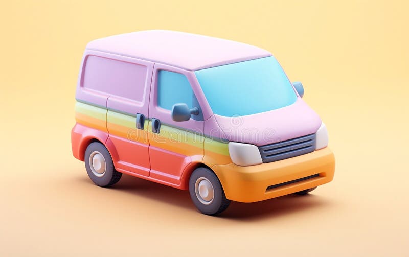 Tiny Cute Isometric Van Emoji - Soft Design, Generative Ai Stock ...