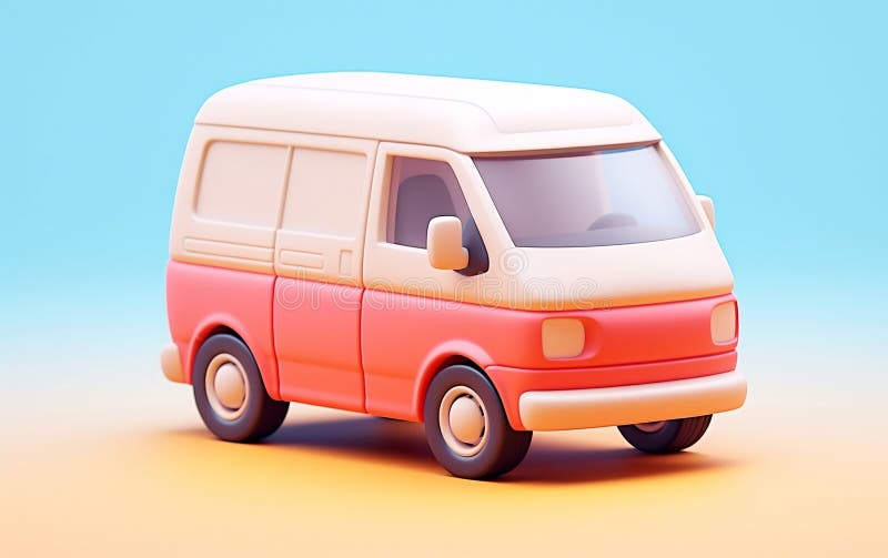 Tiny Cute Isometric Van Emoji - Soft Design, Generative Ai Stock ...