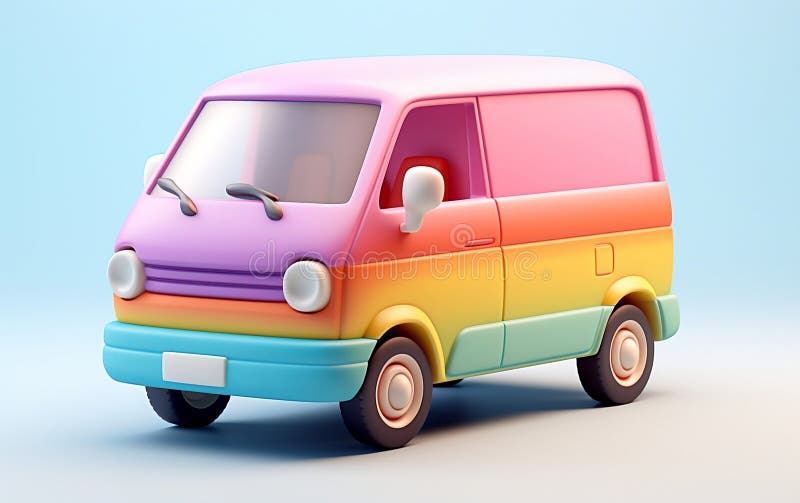 Tiny Cute Isometric Van Emoji - Soft Design, Generative Ai Stock ...