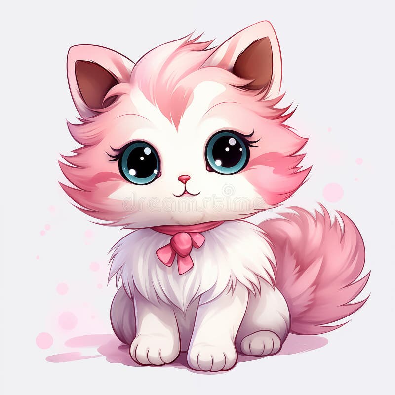 Tiny Cute Pastel Cat Isolated Stock Illustration - Illustration of ...