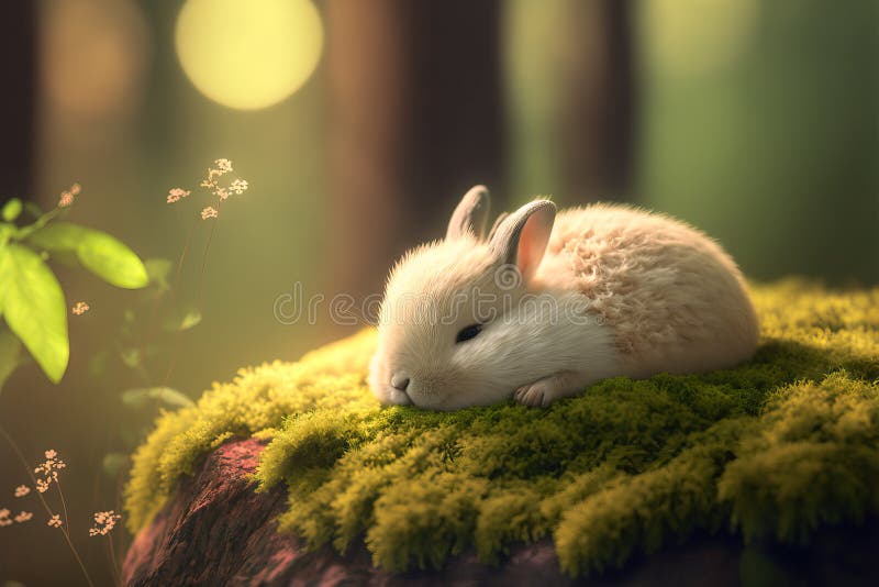 Cute Rabbit in a Spring Meadow, Generative Ai Stock Illustration ...
