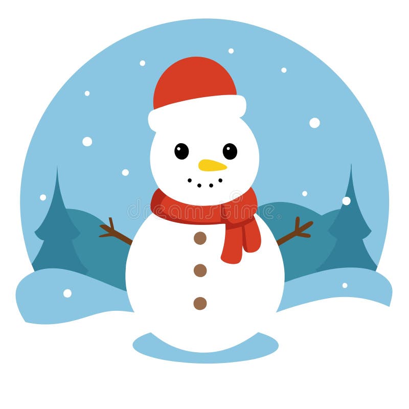 Tiny Cute Snowman Standing on Snowy Field in Winter Christmas Festive ...