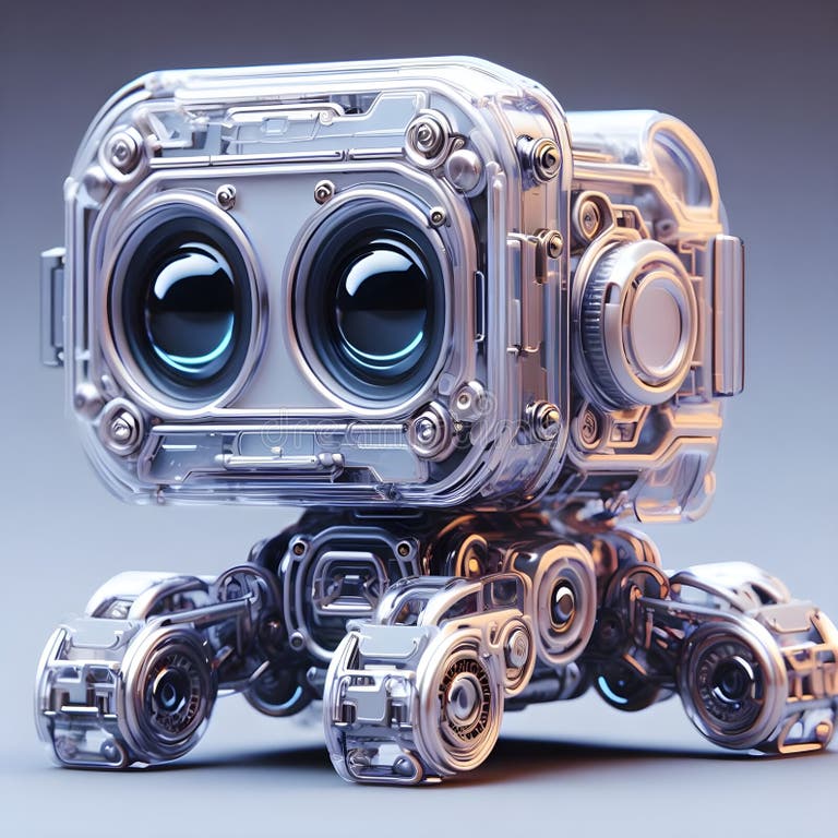 A Tiny Cute Translucent Polycarbonate Sci-fi Robot. Stock Illustration ...