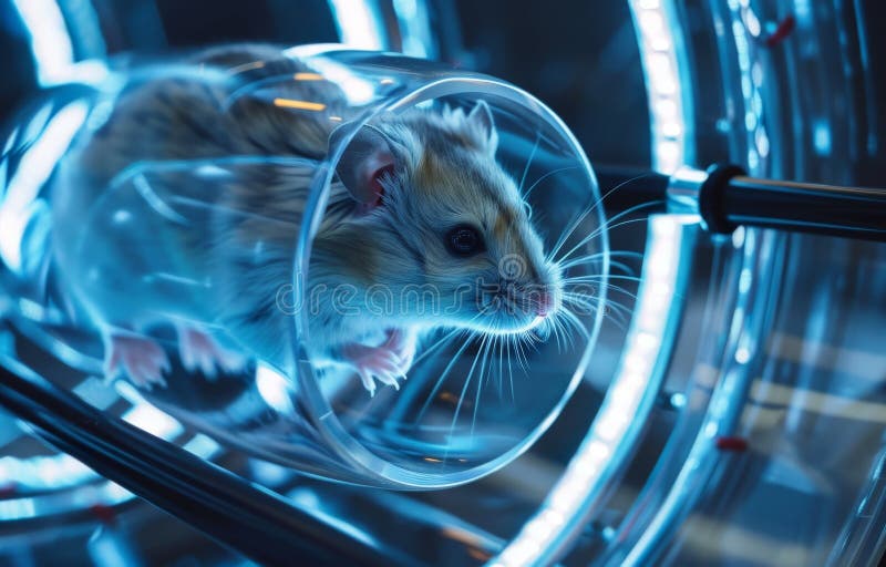 A Tiny Cybernetic Hamster Running Endlessly in a Transparent ...