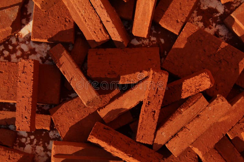 Tiny Dark Orange Bricks on a Table at Sunset Color Stock Photo - Image ...