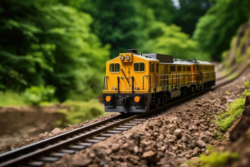 A Tiny Diesel Train Running on a Model Railway Track Stock Image ...
