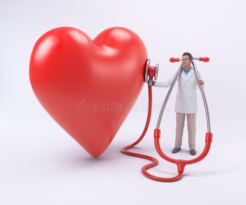 Tiny Doctor Examining a Heart Stock Image - Image of clinic, emergency ...