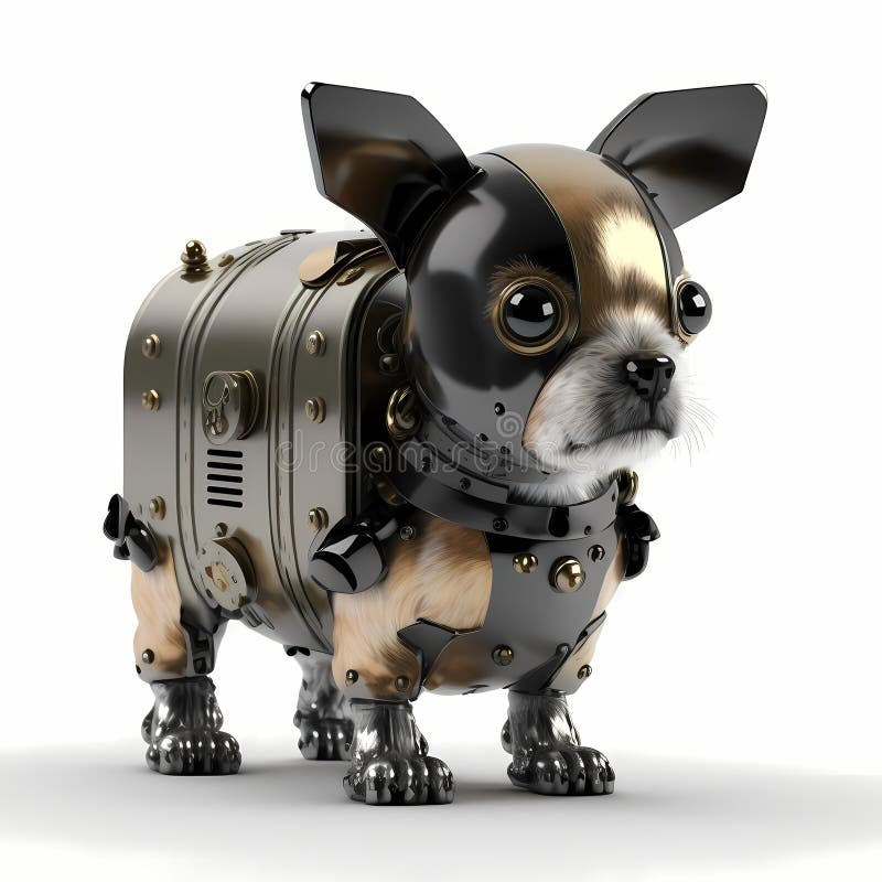 Tiny Dog Security Robot. Generative AI Stock Illustration ...