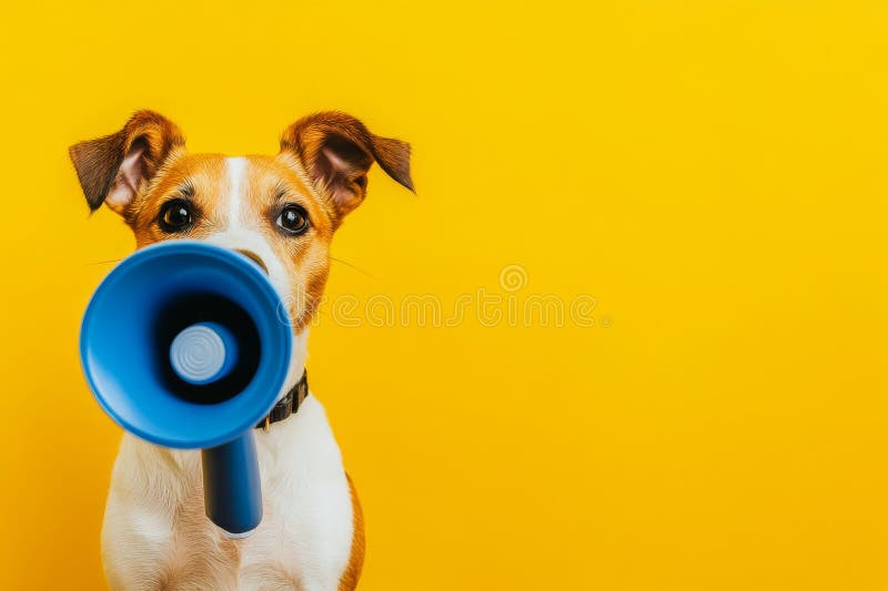 A Tiny Dog Using a Megaphone To Make an Announcement, Representing a ...