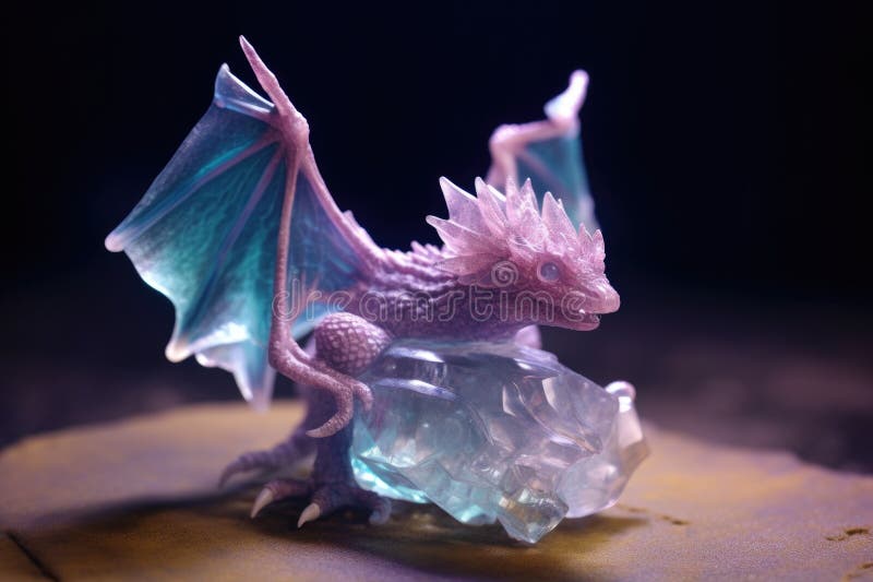 Tiny Dragon Curled Around a Mystical Crystal Stock Illustration ...