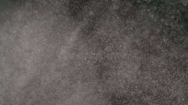 Many Dust Particles Cloud of White Powder in Low Light on Empty Dark ...