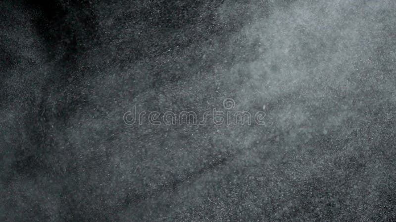 Many Dust Particles White Powder Blowing Floating on Empty Black ...