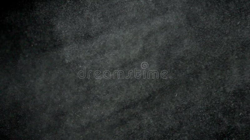 Many Dust Particles White Powder Cloud Blowing Floating on Empty Black ...