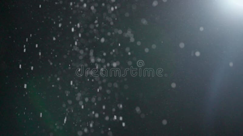 Many Dust Particles White Powder Falling Down on Empty Black Contrast ...