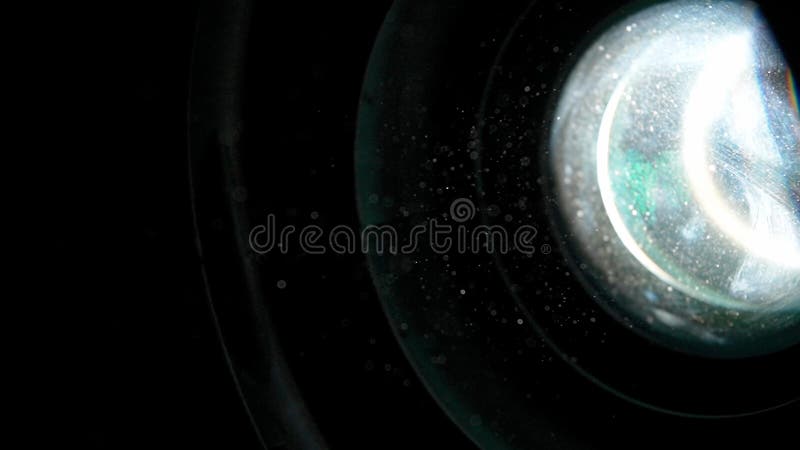 Many Dust Particles Floating in Front of Flashlight on Empty Black ...