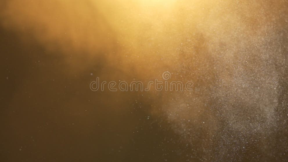 Many Dust Particles Floating in White Smoke Cloud Warm Light on Empty ...