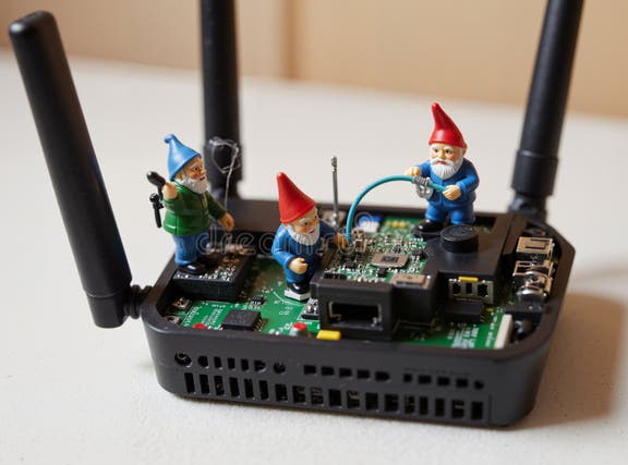 Tiny Engineer in Microworld Work Together Fixing Electronics, Focusing ...