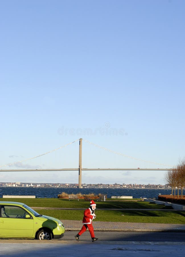 Tiny Father Christmas Running Editorial Photo - Image of competition ...