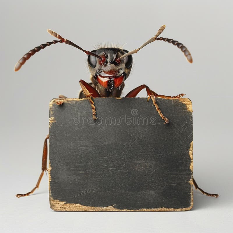 Tiny Fighter Ants Holding a Black Boad Sign. Generate Ai Stock ...