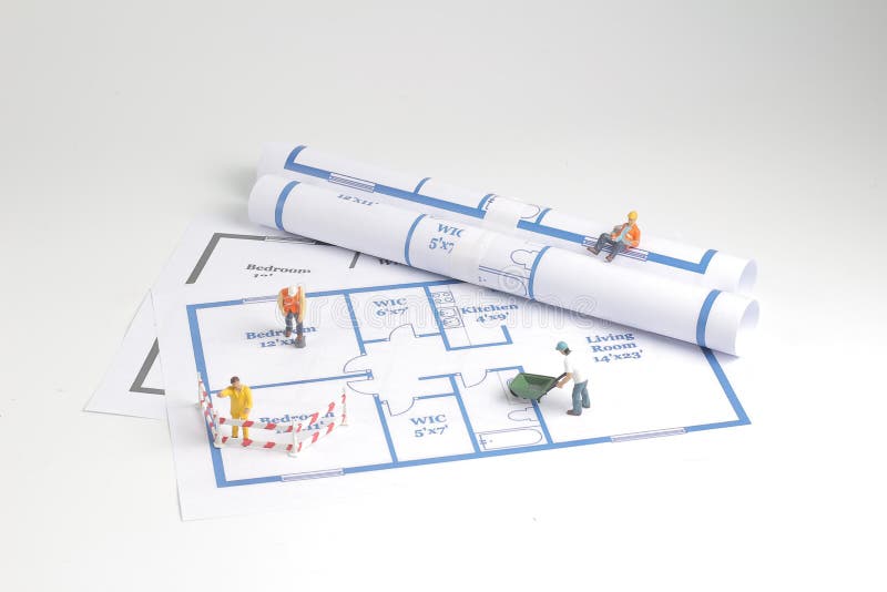 The Tiny Figure of Worker at Blue Map Stock Photo - Image of figure ...