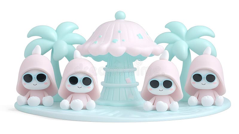 Tiny Figures in a Playful Team Setting Stock Illustration ...