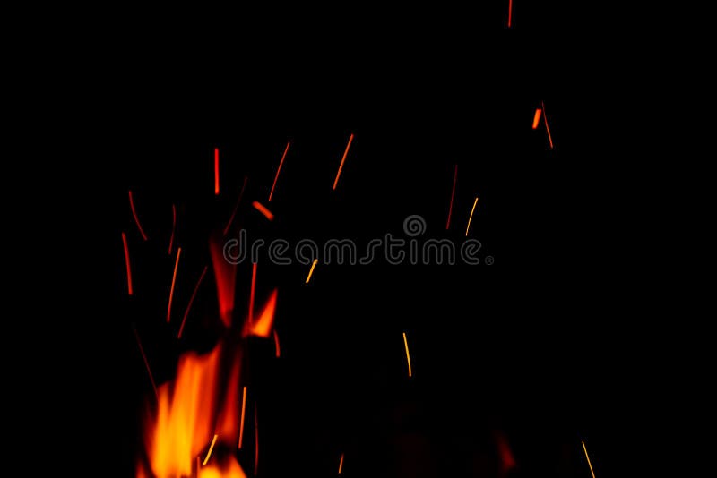 Tiny Fire Sparks for Digital Compositing on Black Background Stock ...