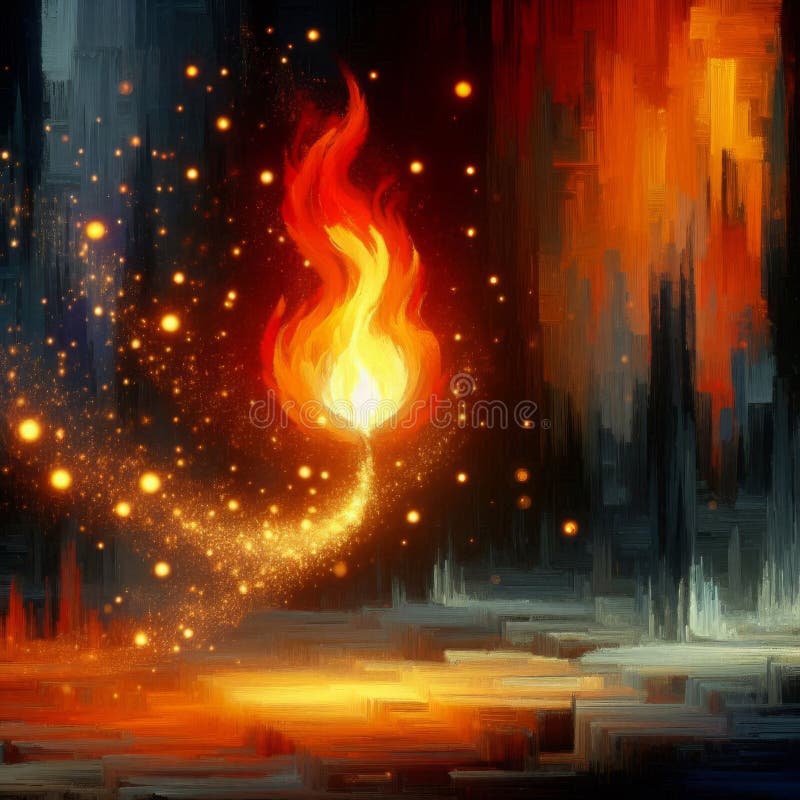 Tiny Fire Sprite with Flickering Light Stock Illustration ...